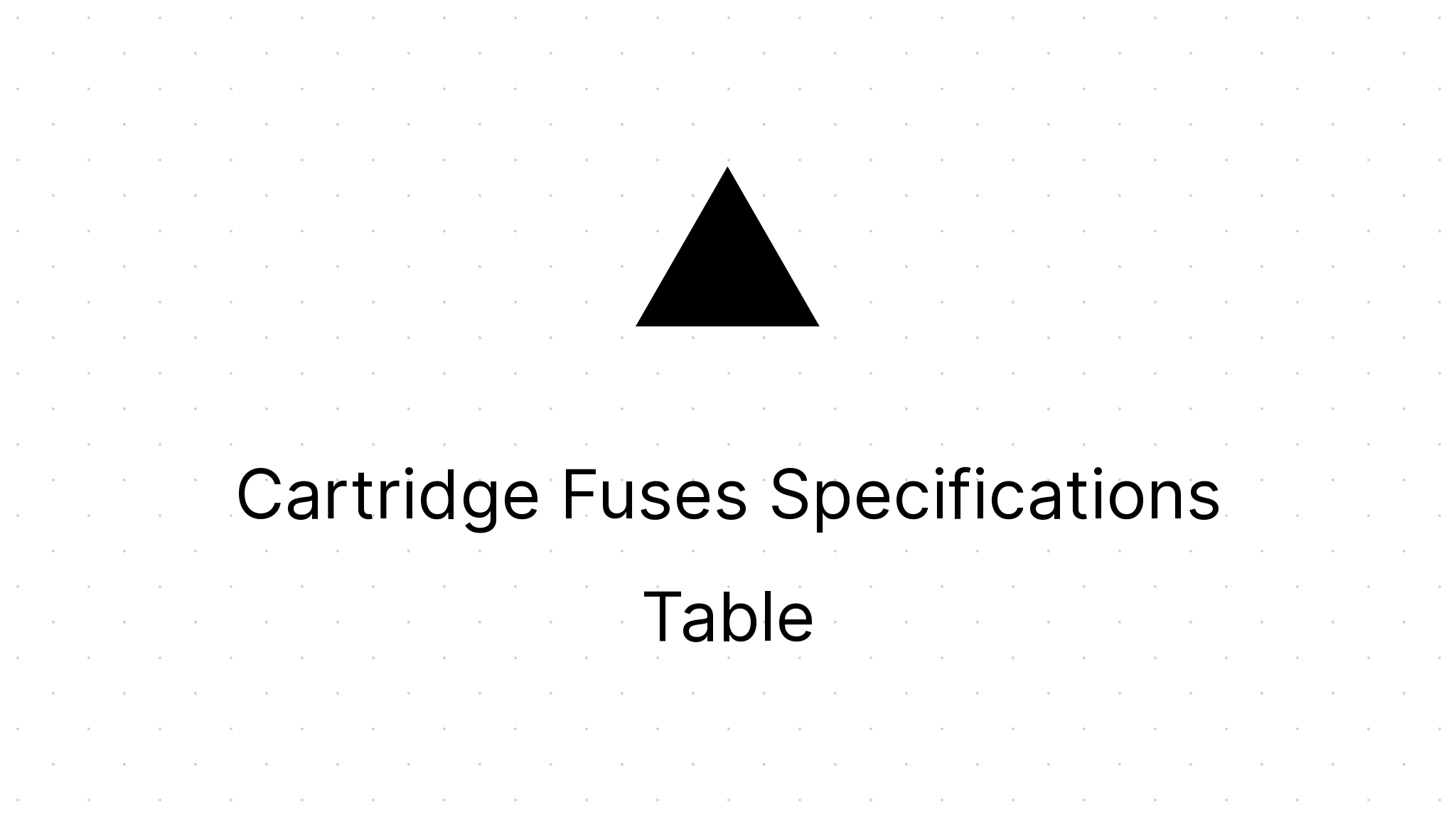 Cartridge Fuses Specifications Table - Eezee