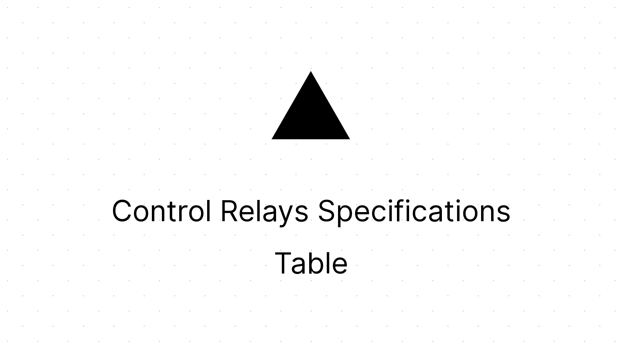 Control Relays Specifications Table - Eezee
