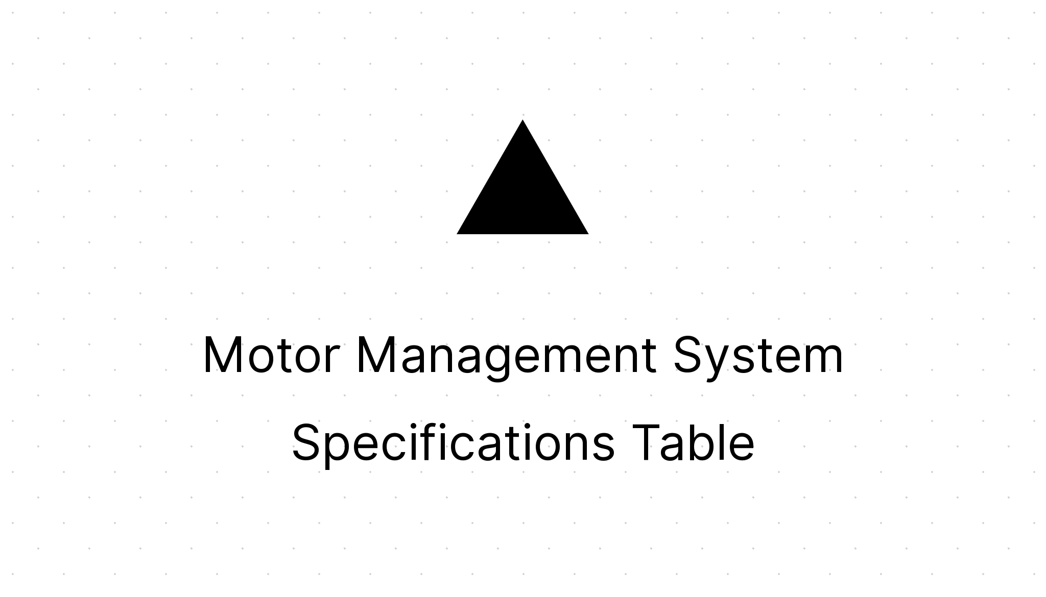 Motor Management System Specifications Table - Eezee