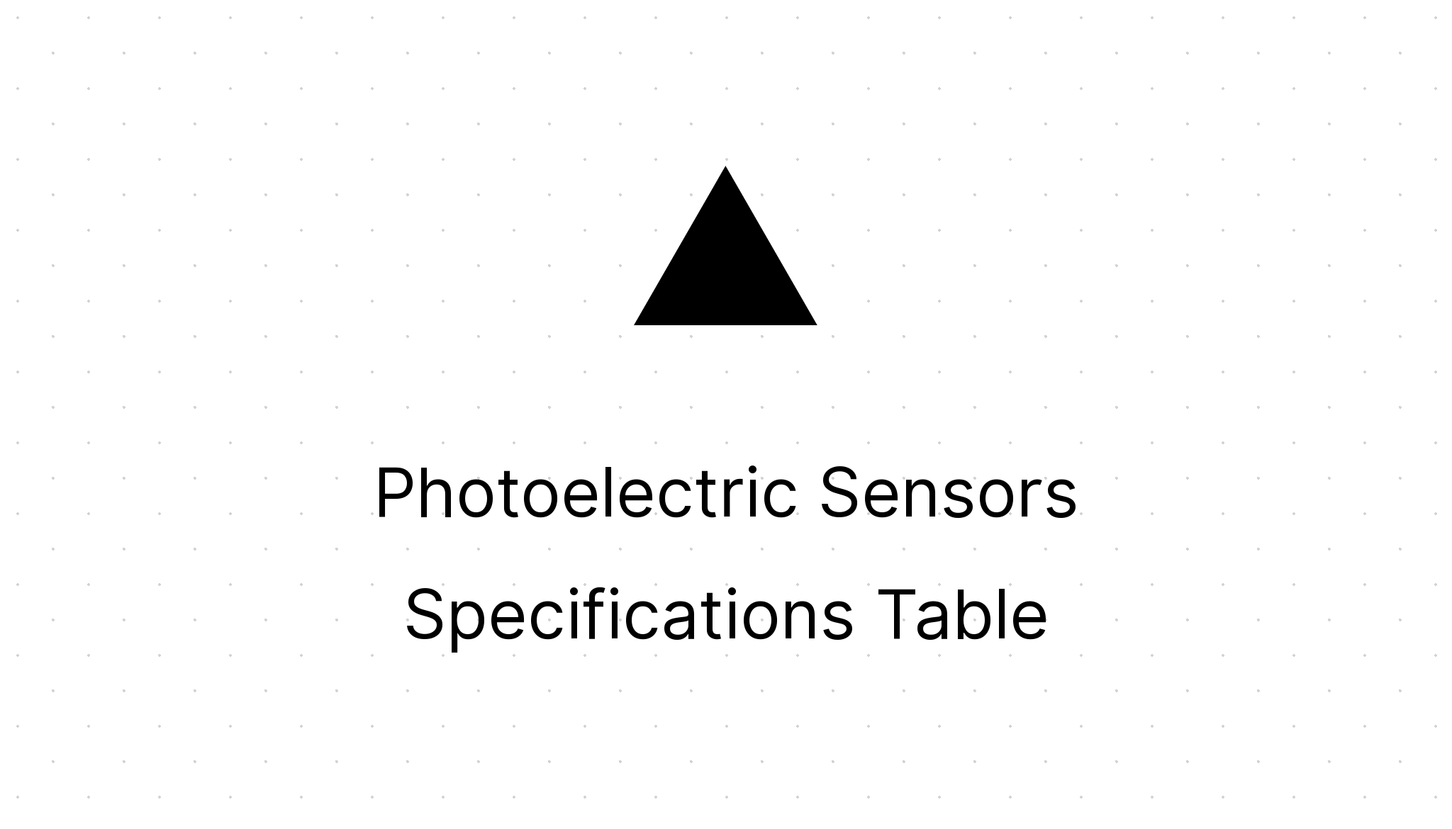 Photoelectric Sensors Specifications Table - Eezee