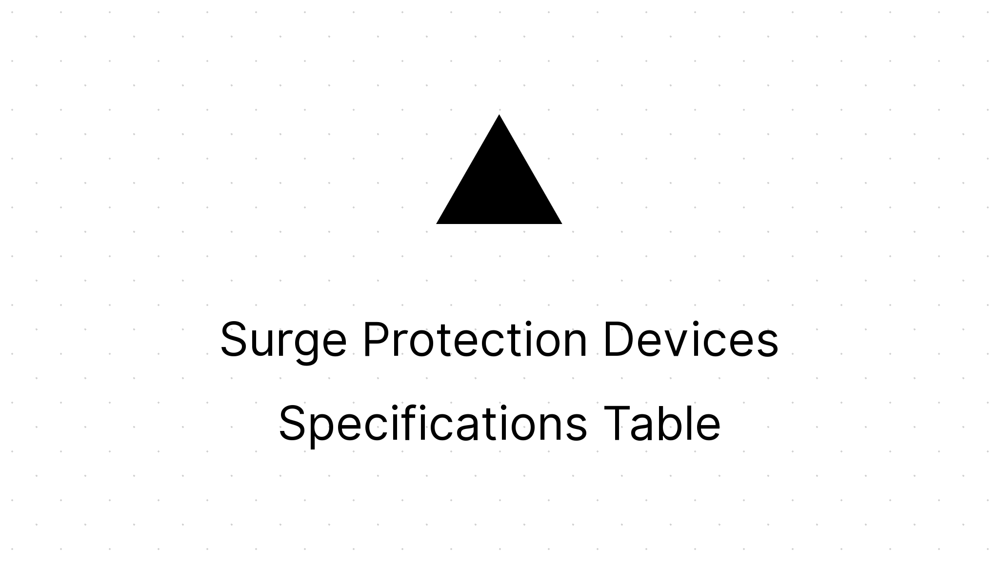 Surge Protection Devices Specifications Table - Eezee