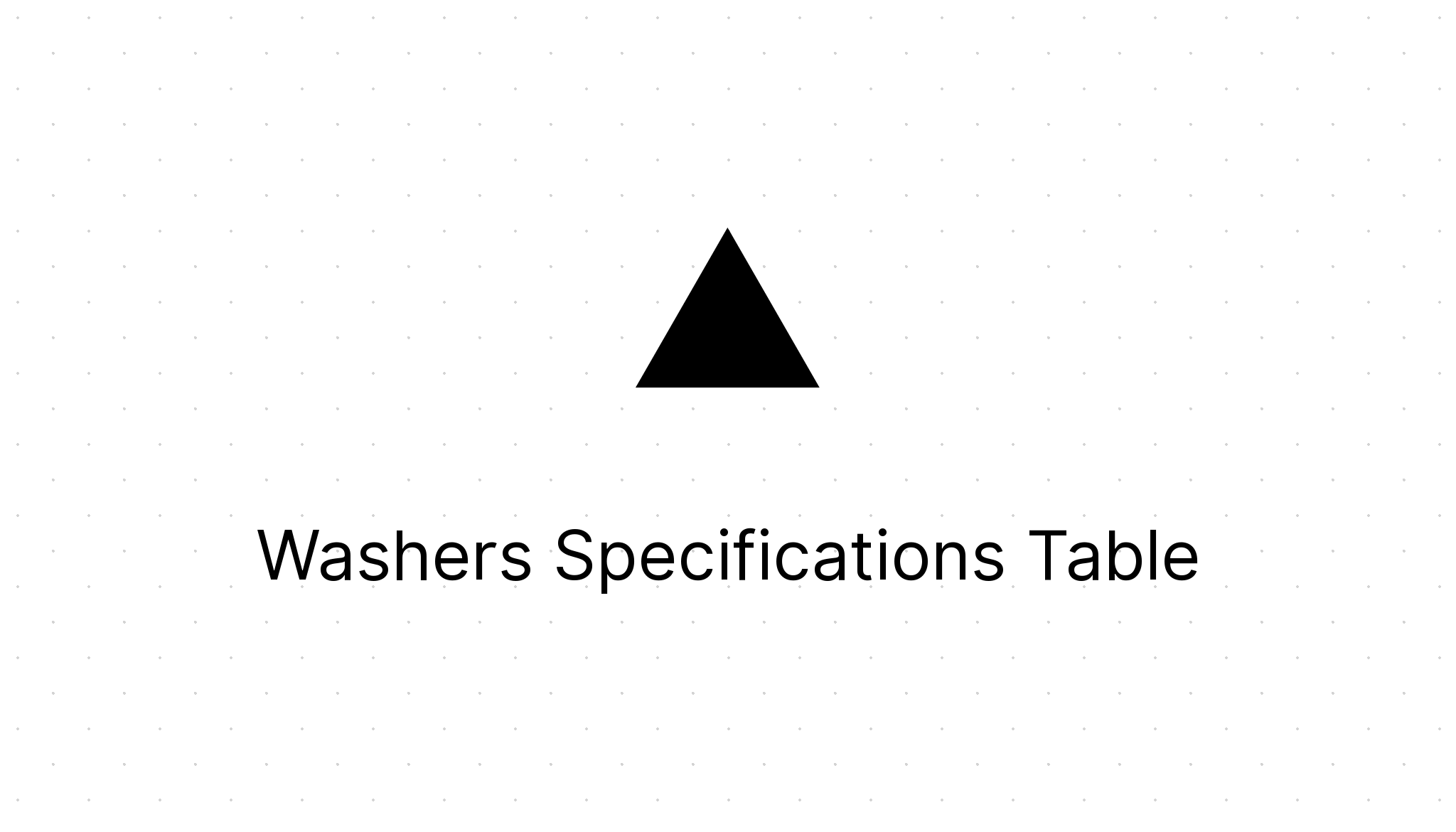Washers Specifications Table - Eezee